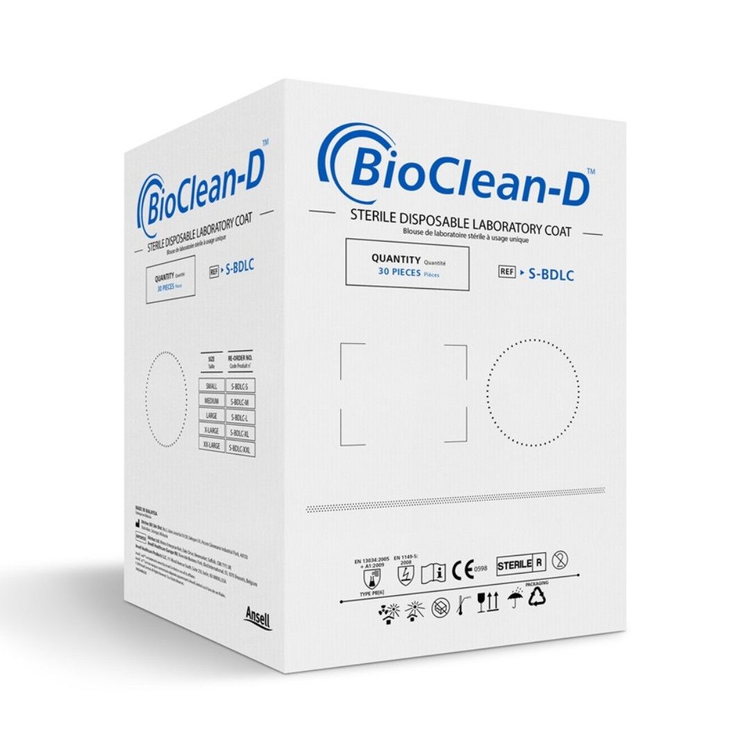 BioClean-D™ Sterile S-BDLC Lab Coat - Unisex Polypropylene Lab Coat | Ansell