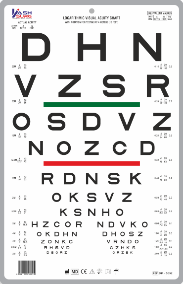 Buy Online DP-5052 Logarithmic Visual Acuity Eye Chart | Kashmir Surgical