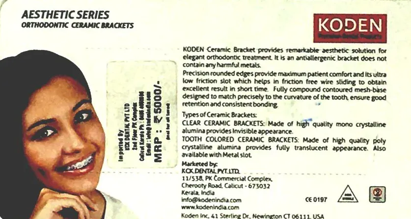 Koden Metal Slot Ceramic Brackets - Kck Dental Pvt. Ltd India