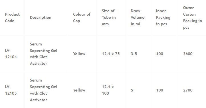 L-TUBE Double Cap Gel with Clot Activator - Blood Collection Tubes ...