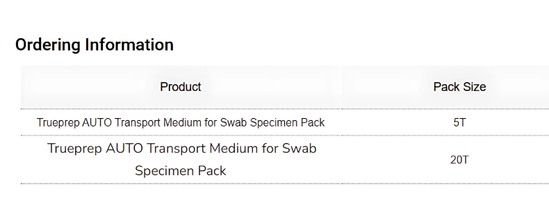 Trueprep® AUTO Swab Specimen Pack- Molbio Diagnostics