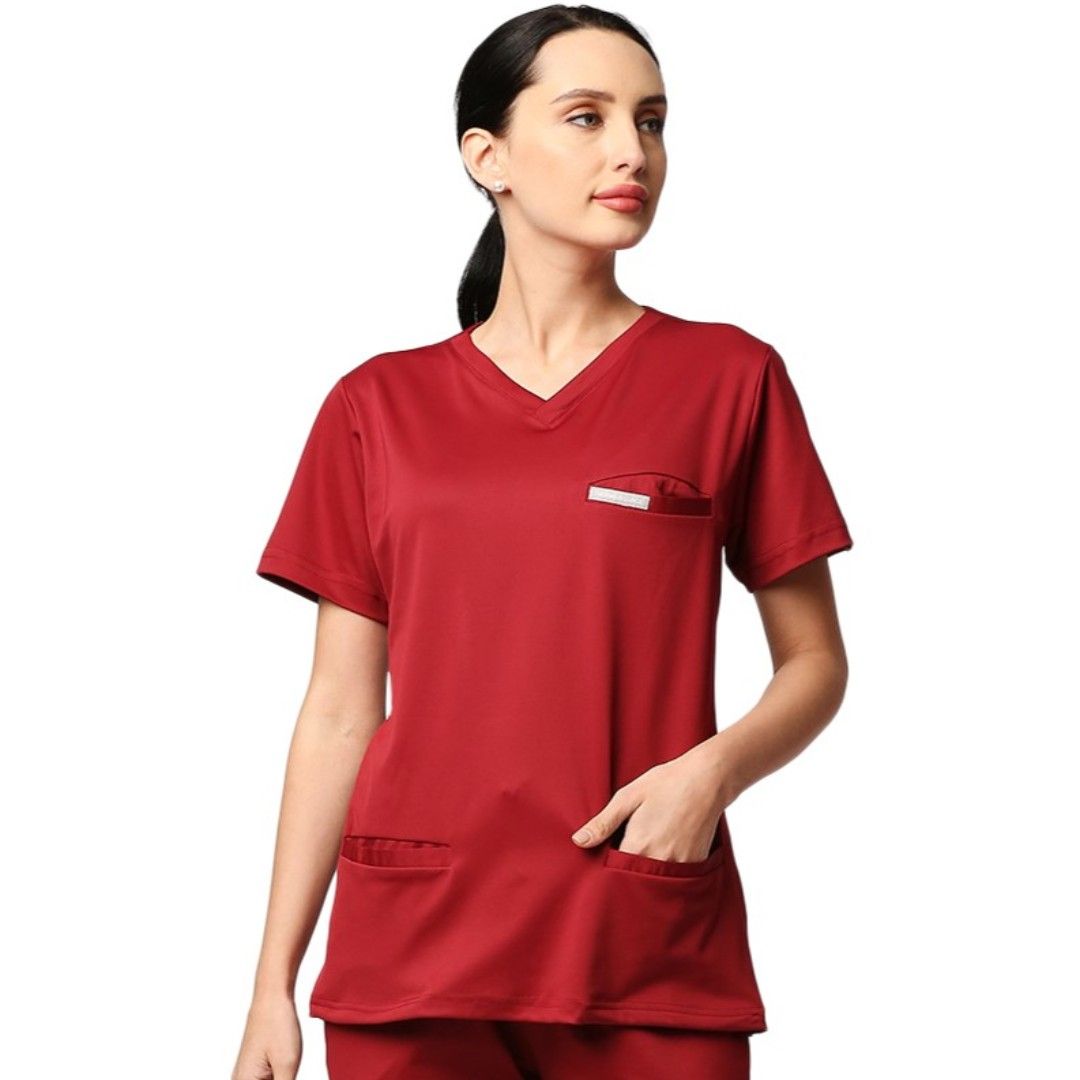 Thermaissance Smart Scrub Tops (Burgundy) - Women's Medical Scrub Tops ...